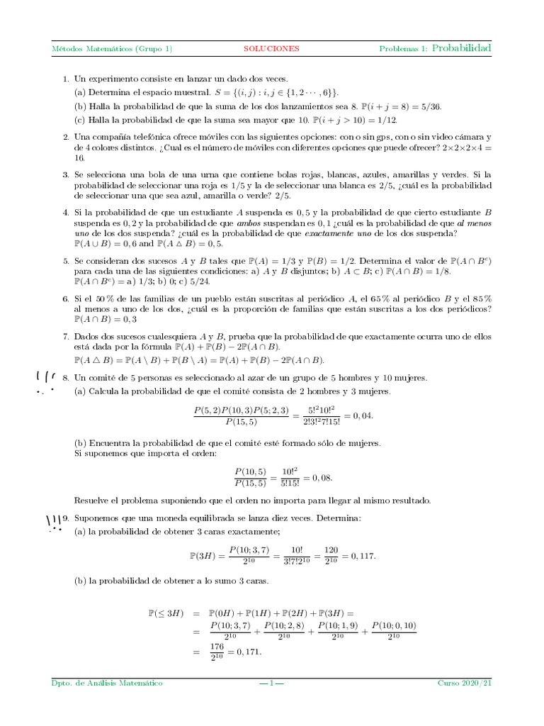 Relación 1 (Con Soluciones) | PDF