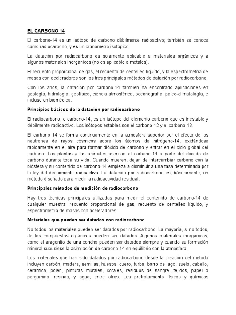 Datación por Carbono-14: Fundamentos | PDF | Datación por radiocarbono ...