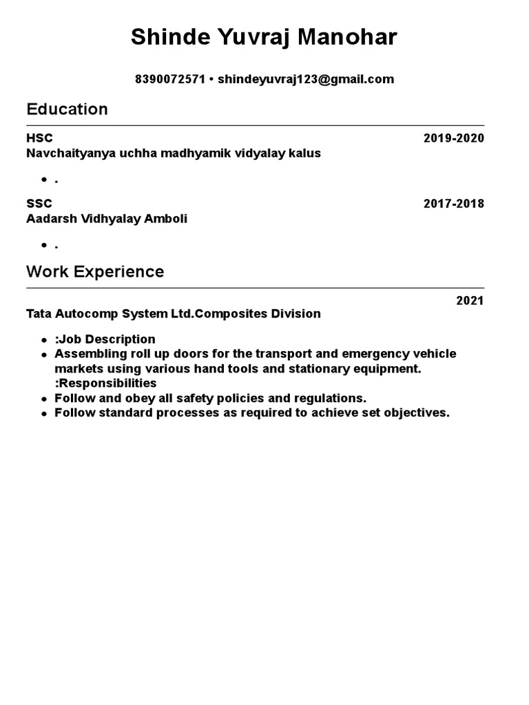Resume Shinde Yuvraj Manohar 2 | PDF