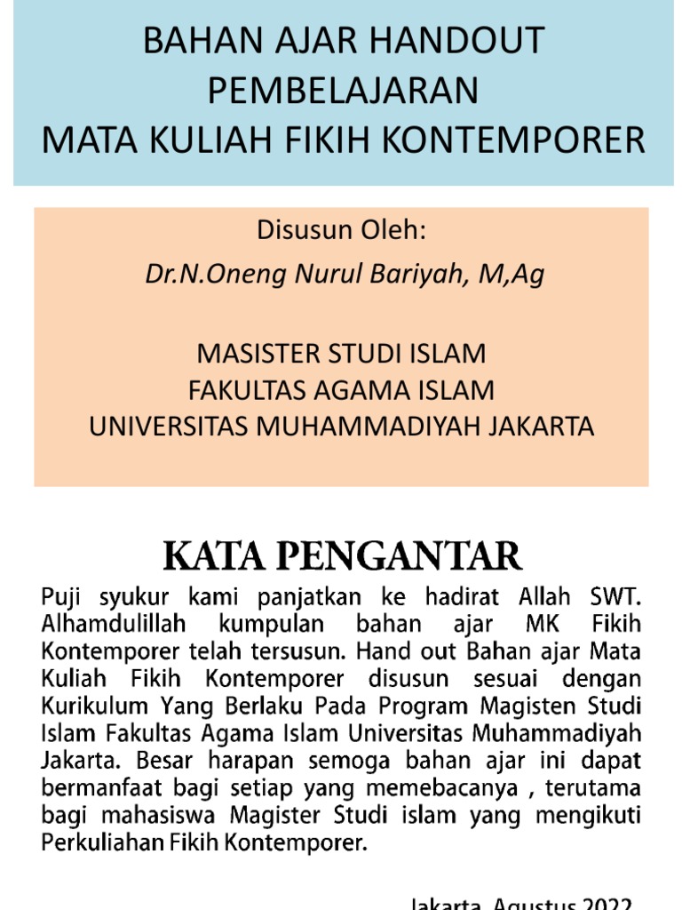 Bahan Ajar Hand Out MK Fikih Kontemporer | PDF
