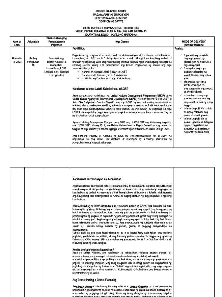 Ap G10 Week 4 WHLP 3RD Grading | PDF