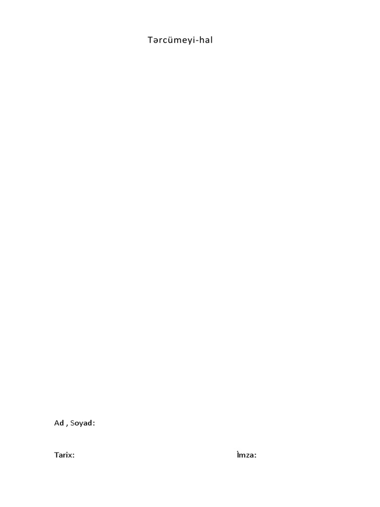 Tərcumeyi Hal | PDF