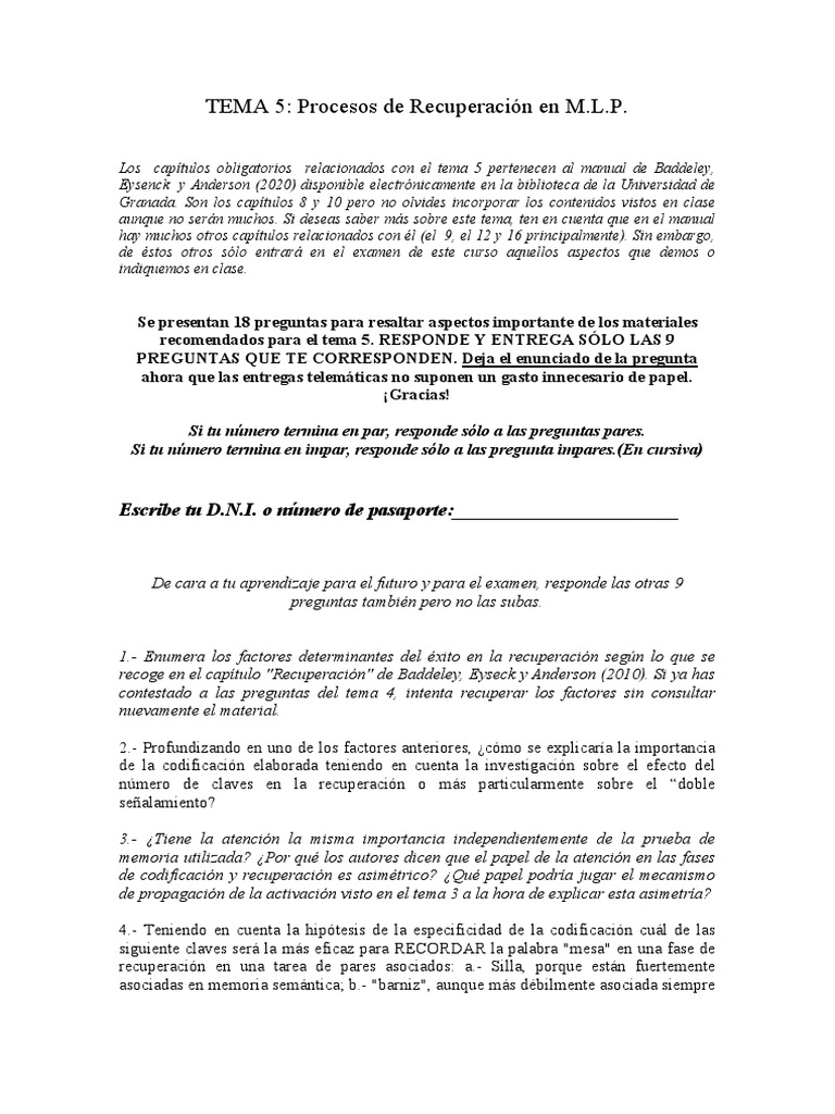 Procesos de Recuperación en M.L.P. | PDF | Memoria | Ciencia cognitiva