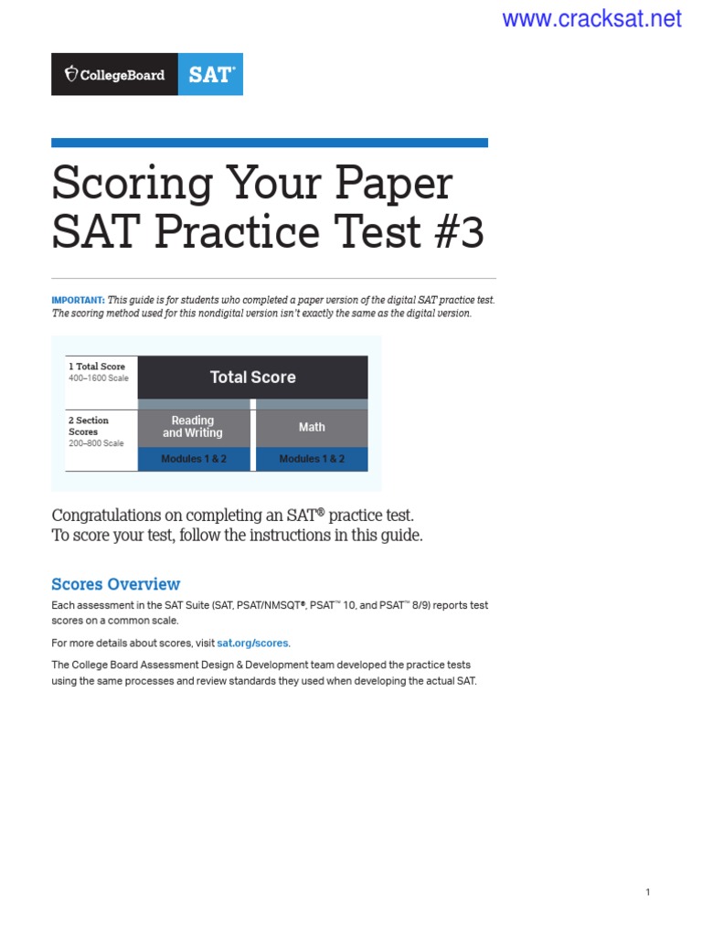Scoring Sat Practice Test 3 Digital | PDF