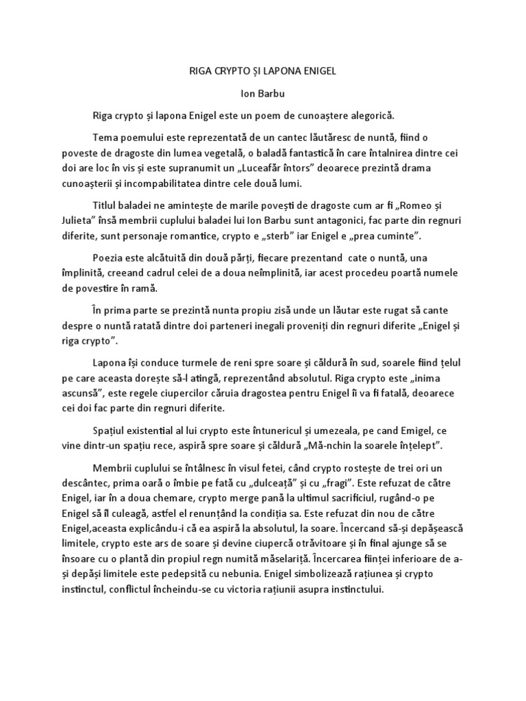 Riga Crypto Și Lapona Enigel | PDF