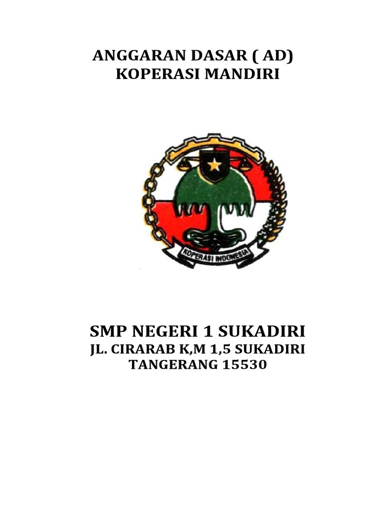 Anggaran Dasar koperasi 2017-2019 | PDF