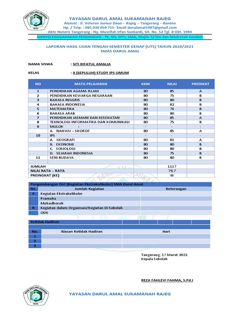 Raport Uts Sma | PDF