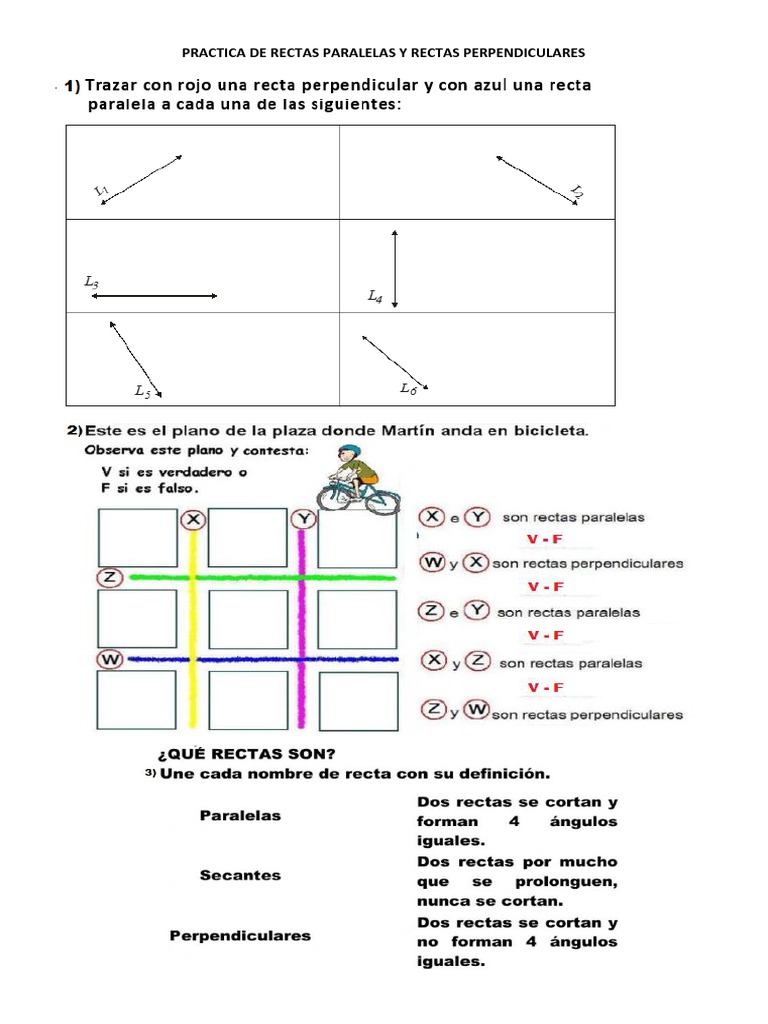 Practica de Rectas Paralelas y Rectas Perpendiculares | PDF