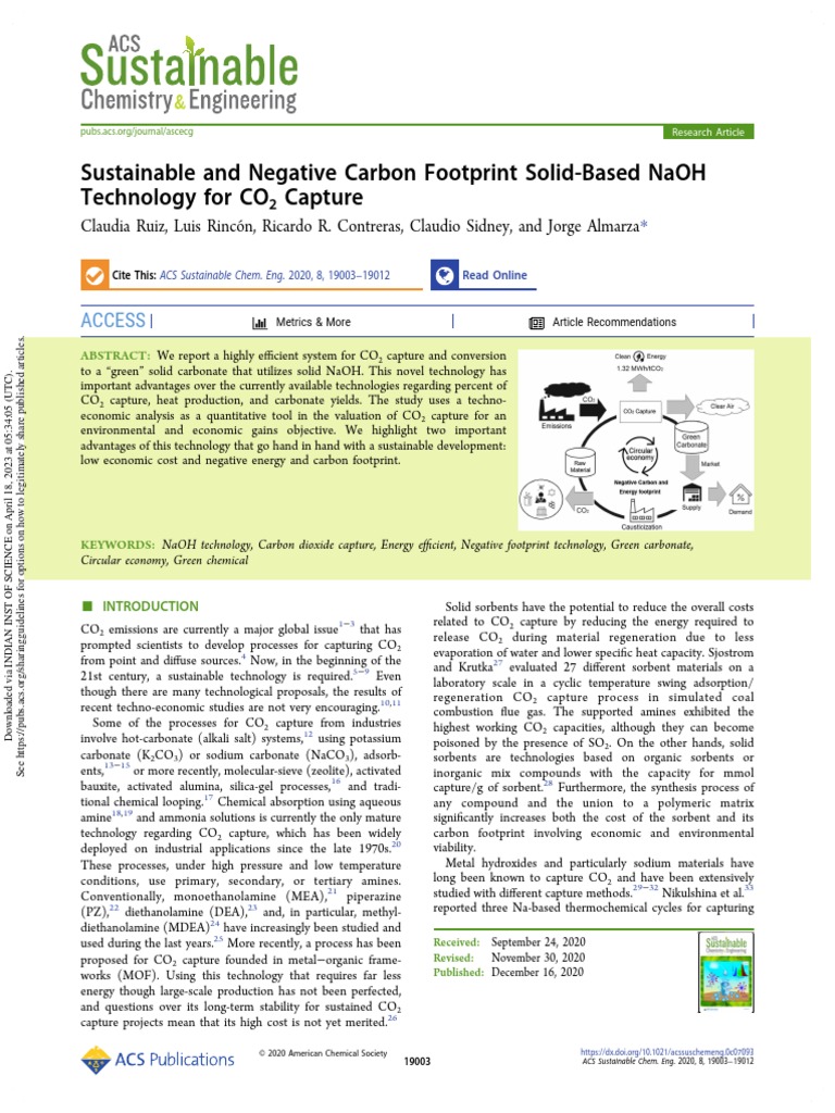 2020 - Ruiz - Sustainable and Carbon Negative C Footprint NaOH Technology For CO2 Capture | PDF ...