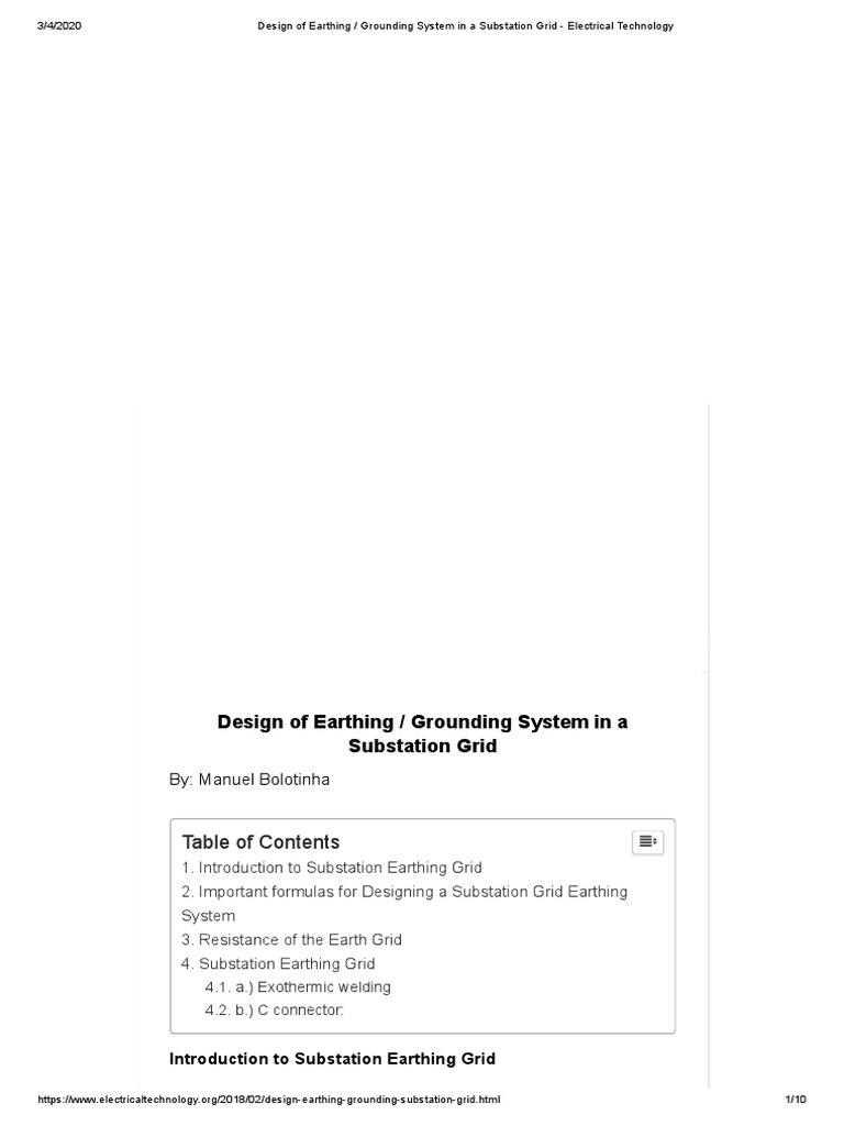 Design of Earthing - Grounding System in A Substation Grid - Electrical ...