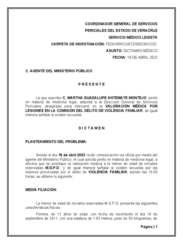 Dictamen Medico Legista-1 | PDF | Ciencia y matemáticas