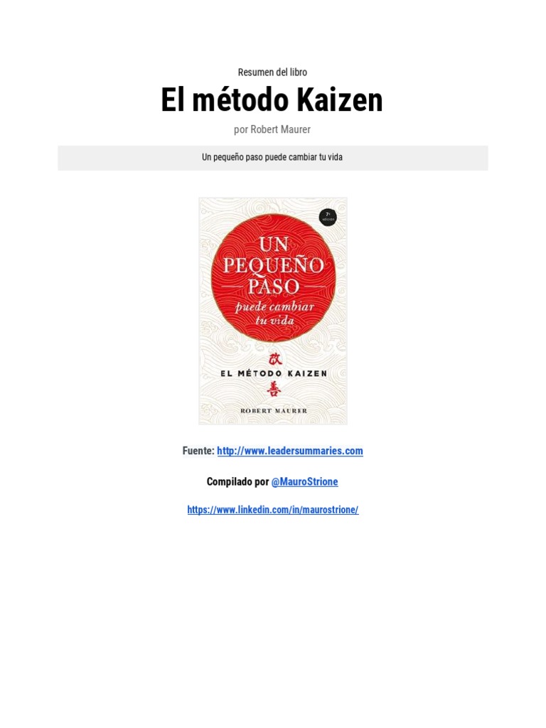 El Método Kaizen (Resumen) - Robert Maurer | PDF | Diarrea | Mente
