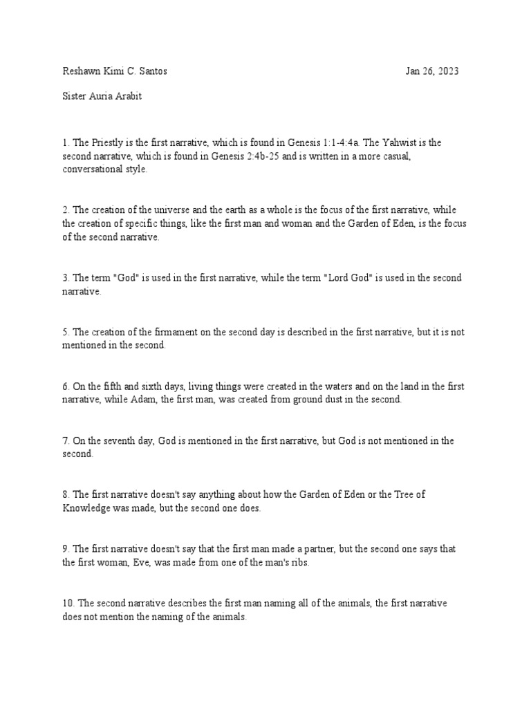 Differences in Creation Accounts in Genesis | PDF