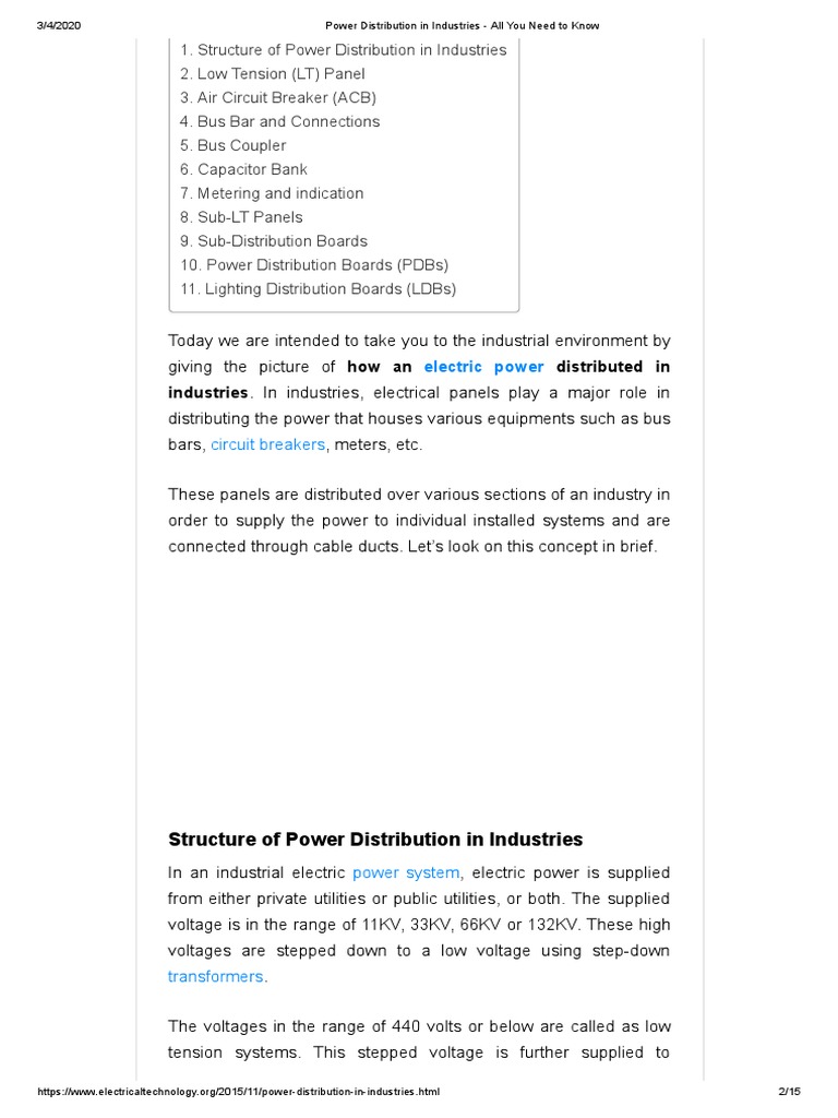 Industrial Power Distribution Guide | PDF | Electric Power Distribution ...