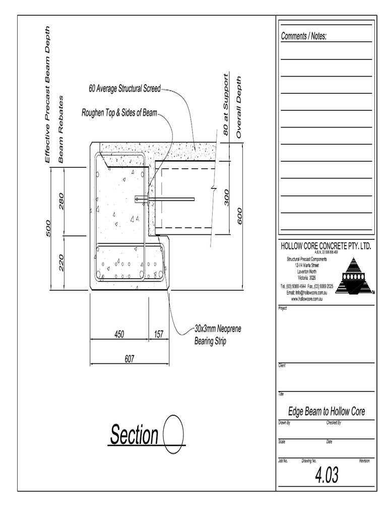 Edge Beam To Hollow Core Connection | PDF