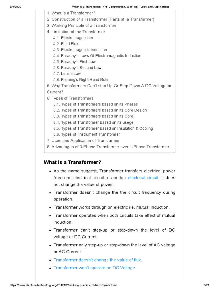 What Is A Transformer Its Construction Working Types And