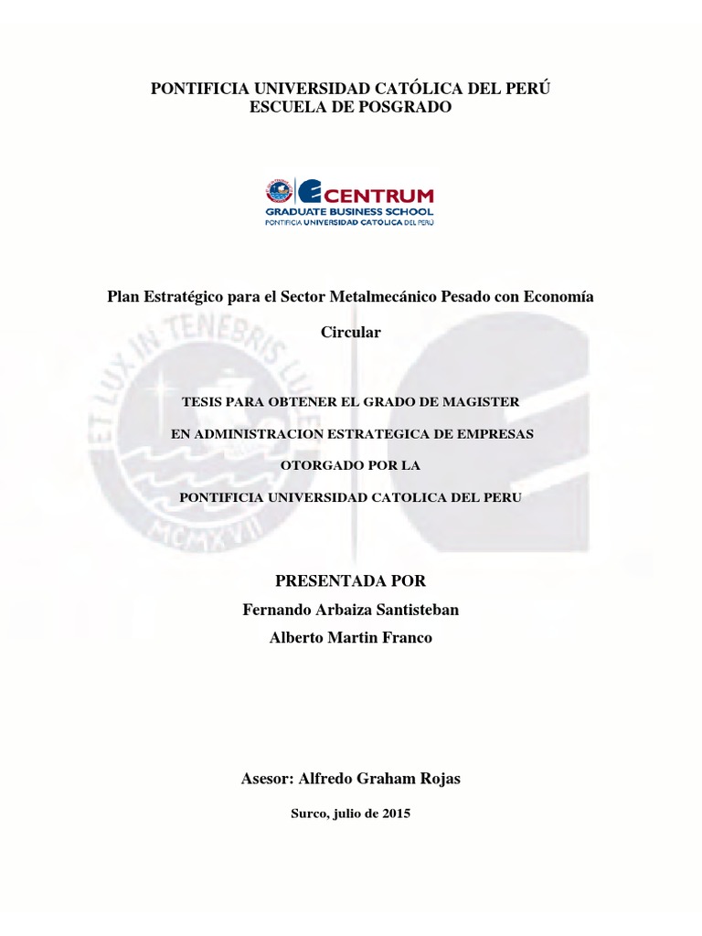 Arbaiza Martin - Plan Estrategicometalmecanico Upc 2015 Tesis Mag | PDF