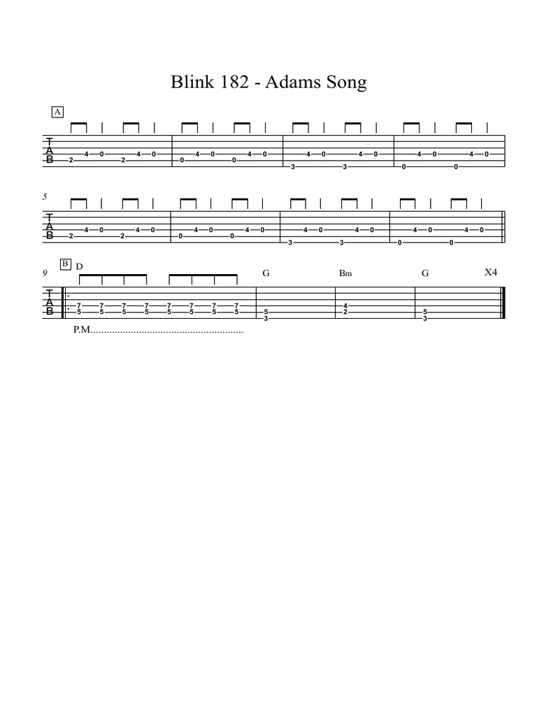 Blink 182 - Adams Song - Full Score | PDF