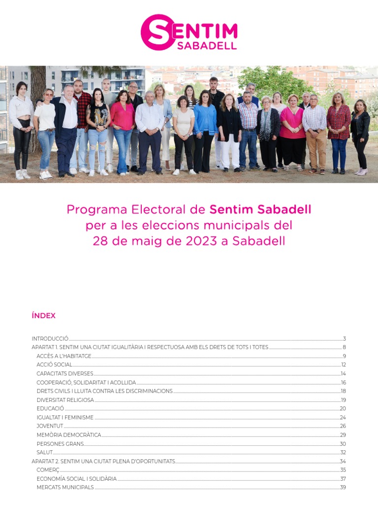 Programa Electoral Sentim Sabadell | PDF