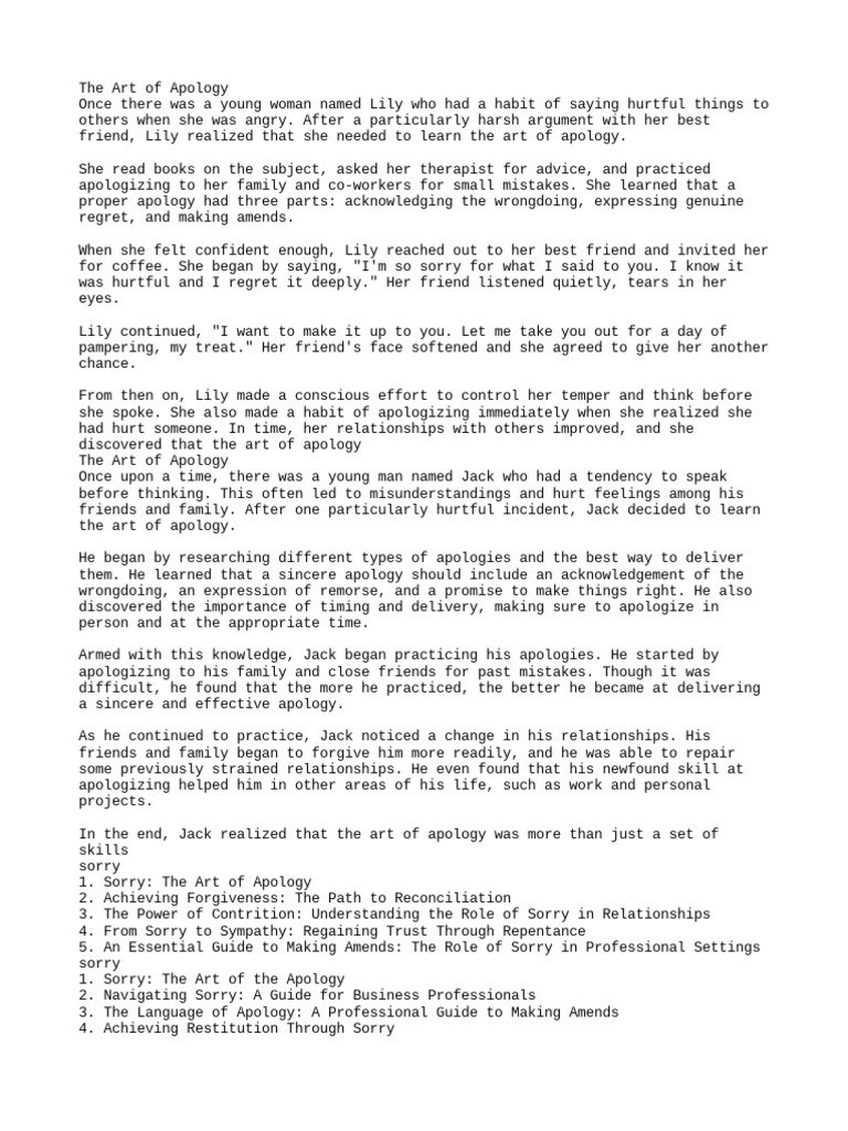 The Art of Apology | PDF | Conflict Resolution
