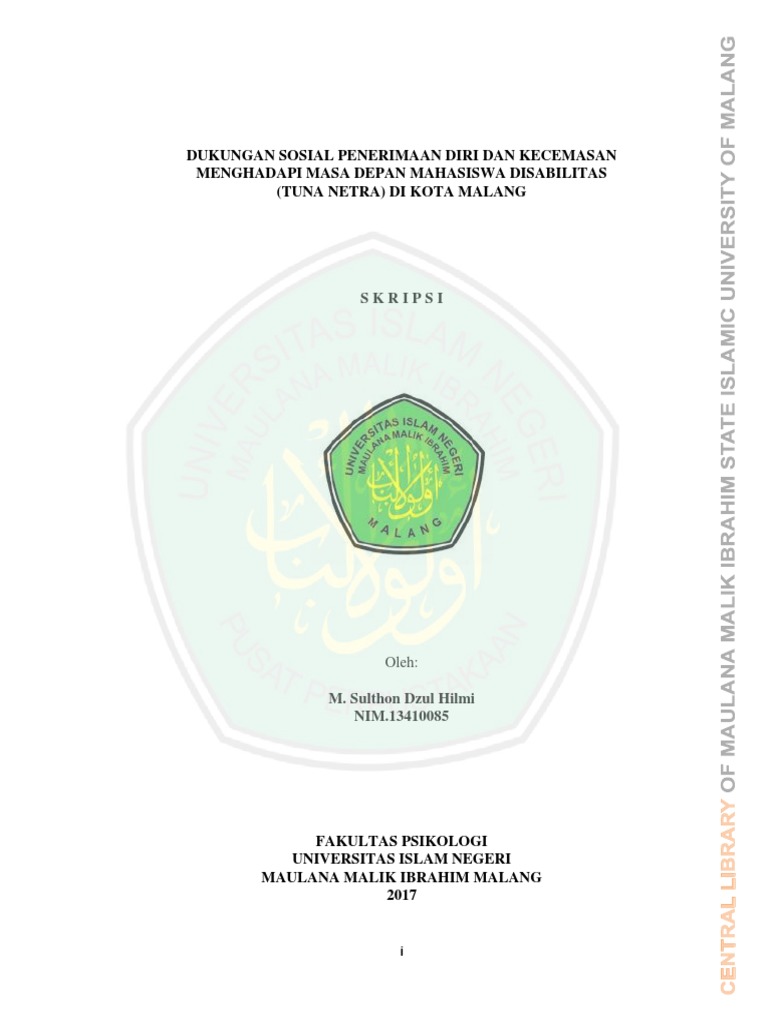 Dukungan Sosial Penerimaan Diri Dan Kecemasan Menghadapi Masa Depan Mahasiswa Disabilitas (Tuna ...