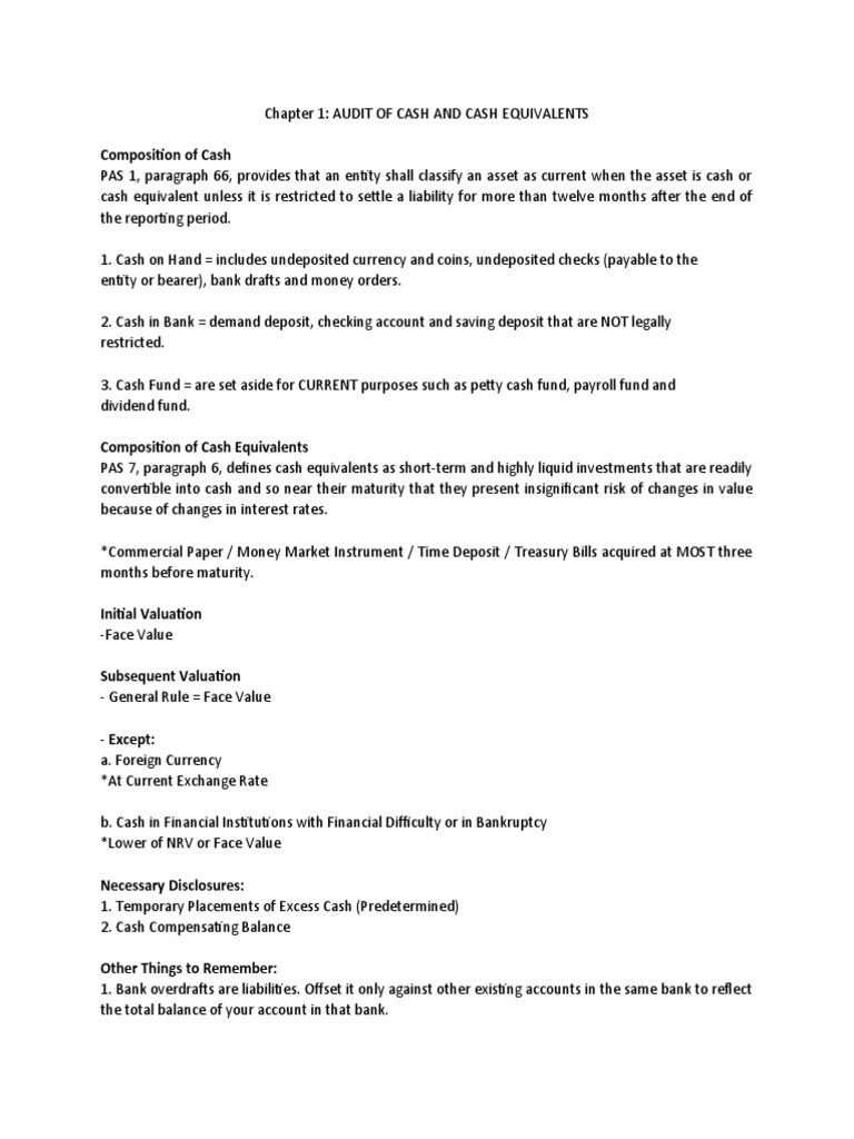 Chapter 1 Cash and Cash Equivalent Project | PDF | Cheque | Banks