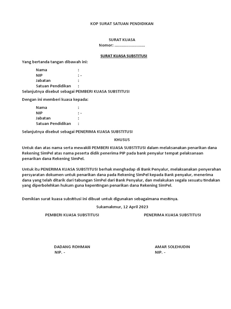 Format Persyaratan Pip Bri | PDF