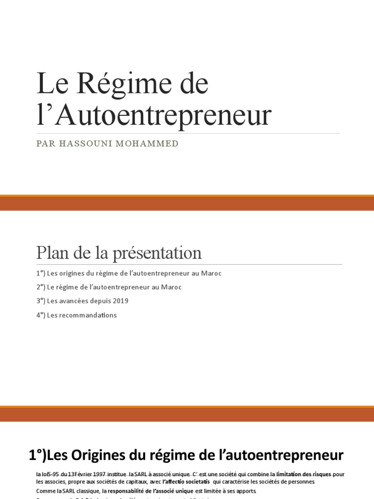 Régime de l'Autoentrepreneur au Maroc | PDF | Micro-entrepreneur ...