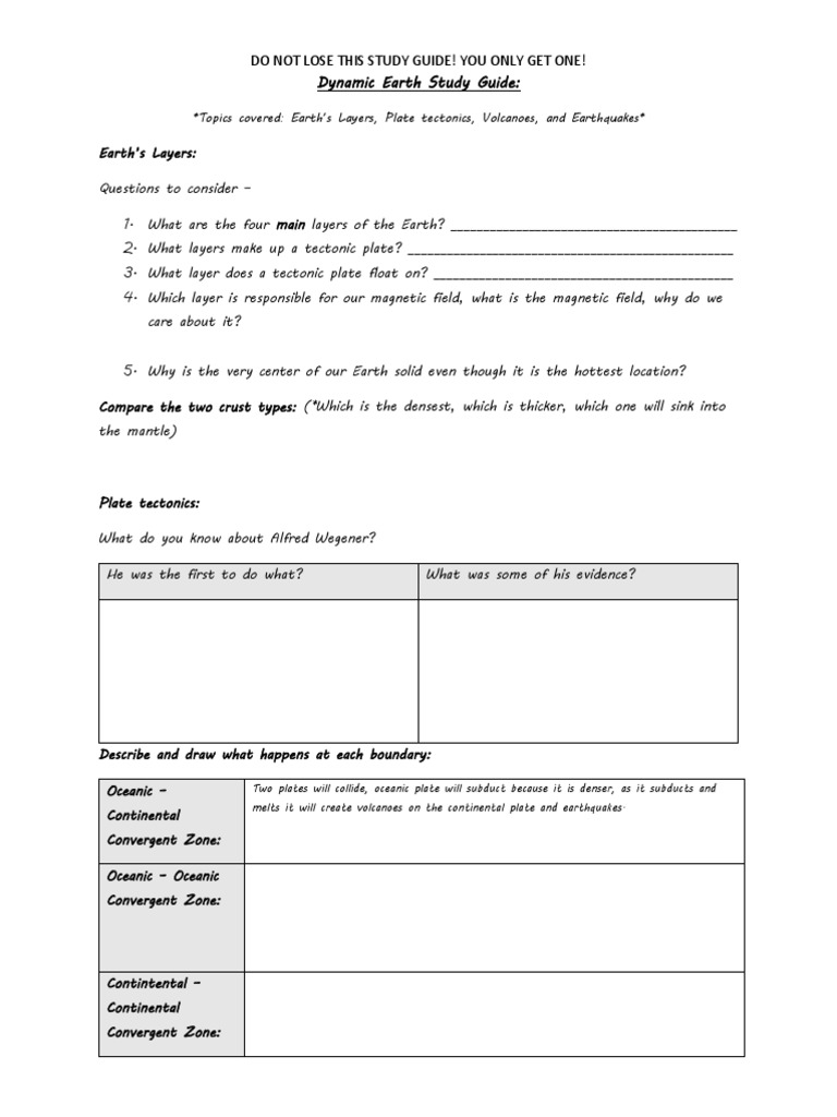Dynamic Earth Study Guide Print | PDF