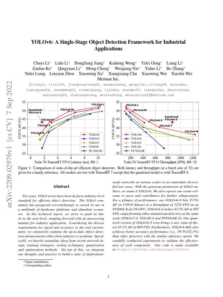 Yolov6: A Single-Stage Object Detection Framework For Industrial Applications | PDF