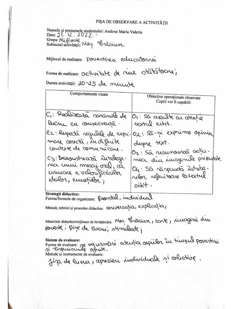 Fisa de Observatie 6 | PDF