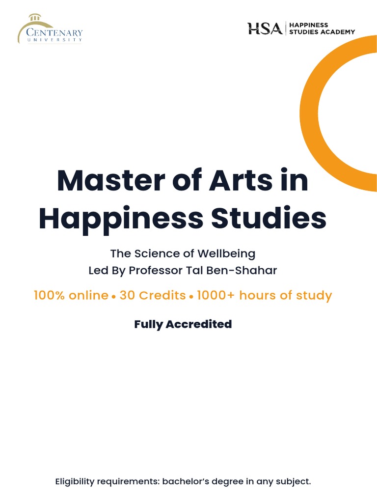 MA in Happiness Studies (Digital) | PDF | Happiness | Well Being