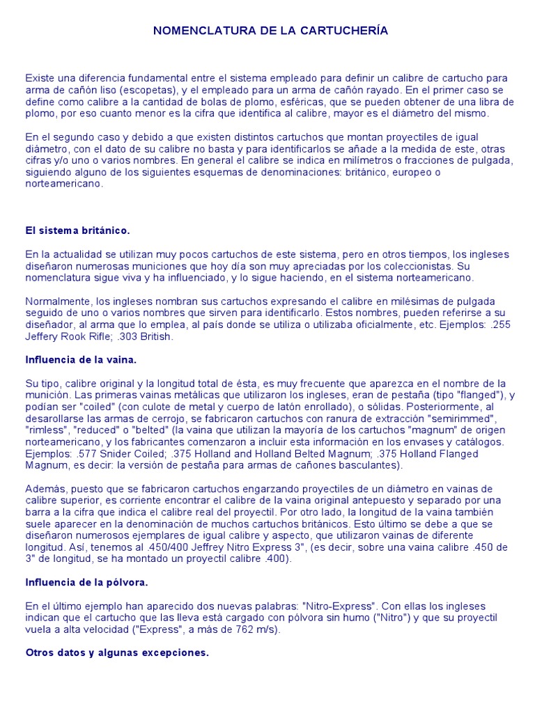Nomenclatura de La Cartuchería | PDF | Tecnología