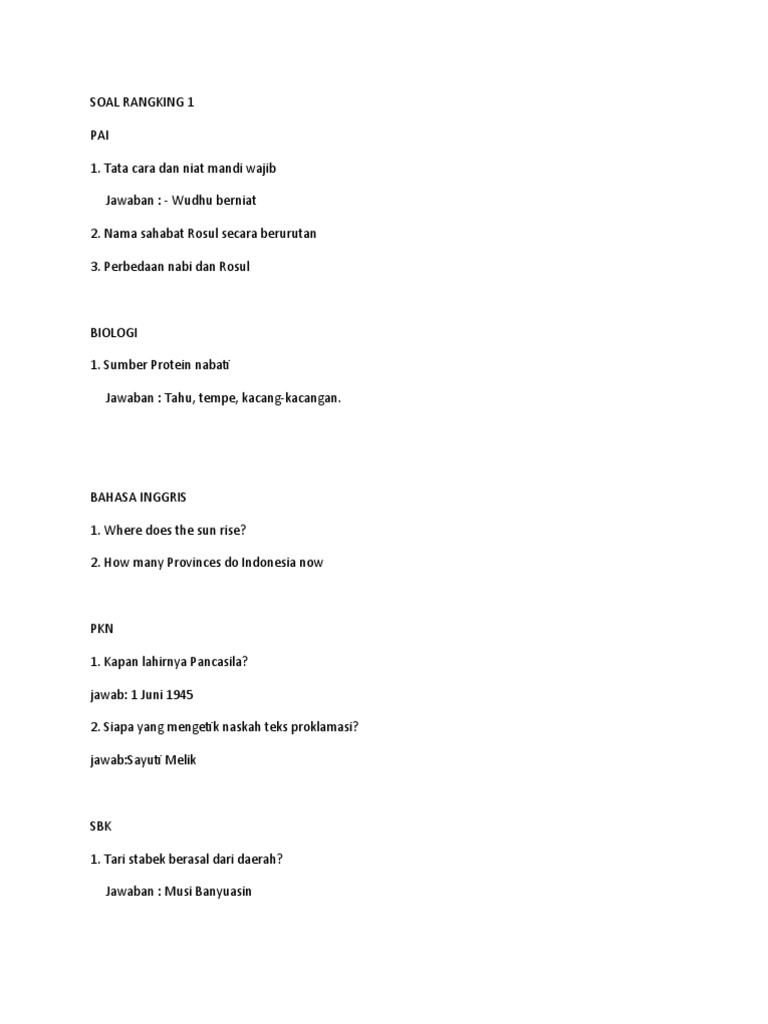 Soal Rangking 1-Wps Office | PDF