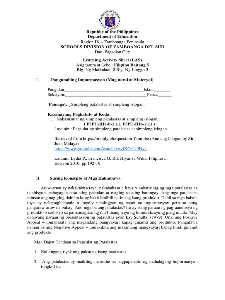 final-edited-LAS FILIPINO5 Q2W3 MoralesWilma | PDF