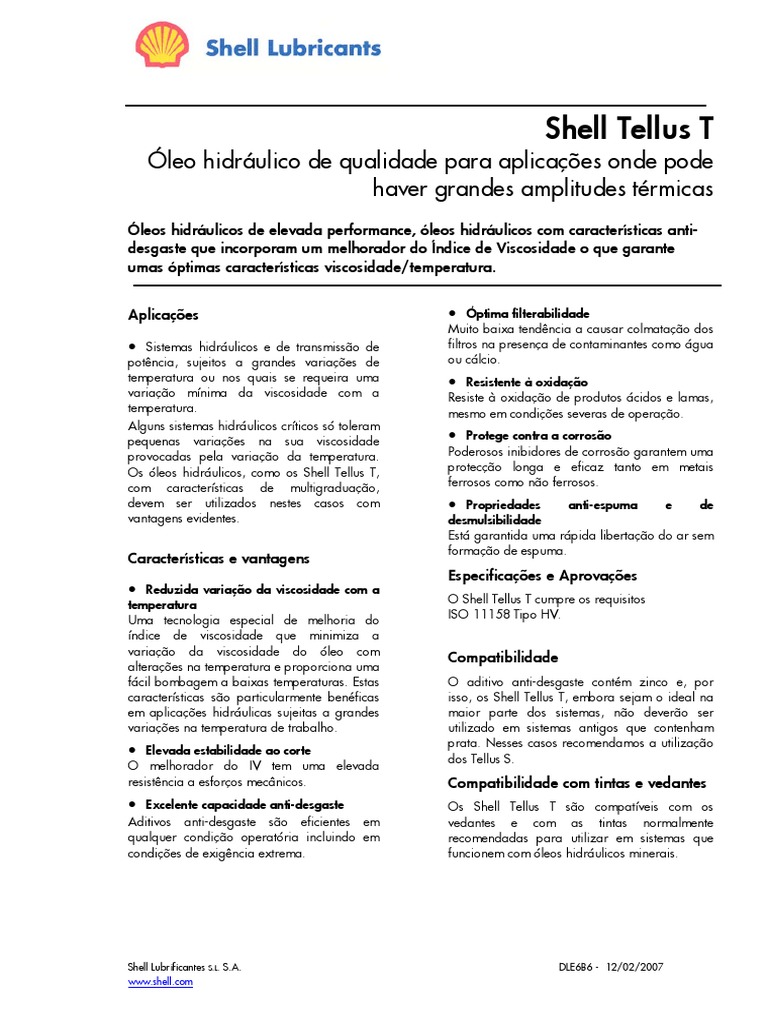 Shell Tellus T15, 32, 46, 68, 100 | PDF