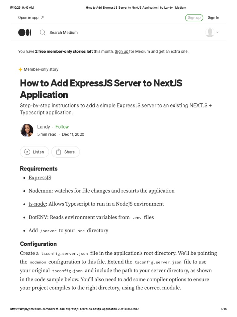 How To Add Expressjs Server To Nextjs Application Pdf Computing 9881