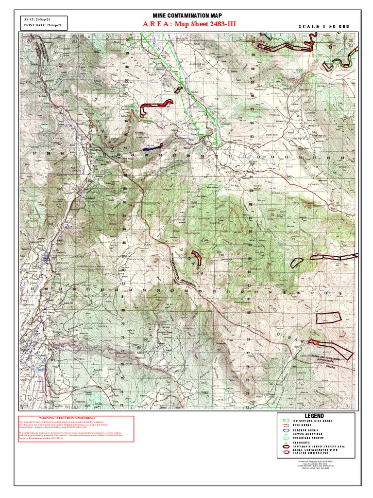Map of Known Mine Contamination Areas: Sheet 2483-III | PDF | Explosive ...