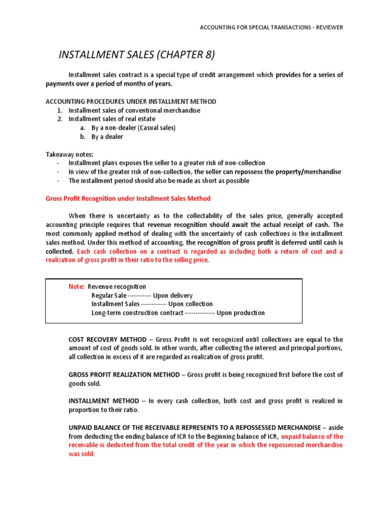 ACCOUNTING FOR SPECIAL TRANSACTIONS - Reviewer | PDF | Debits And Credits | Revenue