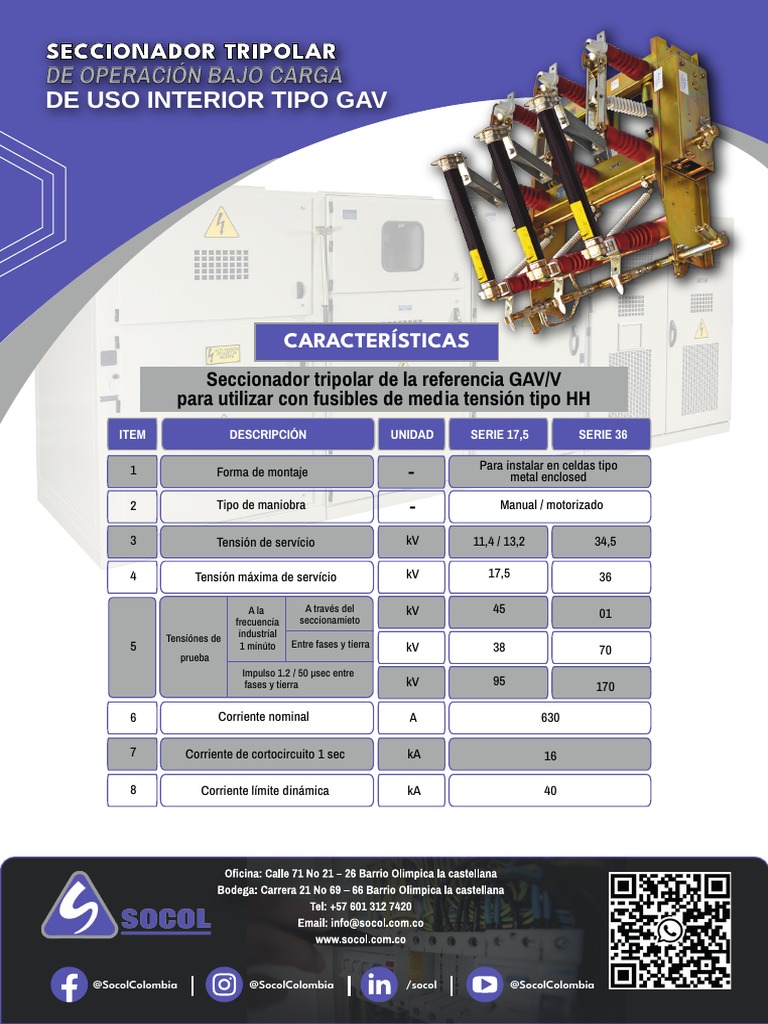 Ficha Tecnica Seccionador Socol Sencillo | PDF
