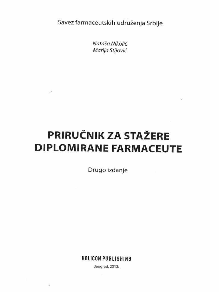Prirucnik Za Stazere Dip - Pharm. II Izdanje | PDF