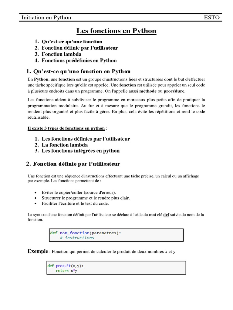 Fonctions en Python : Guide Complet | PDF | Ordinateurs | Technologie et ingénierie