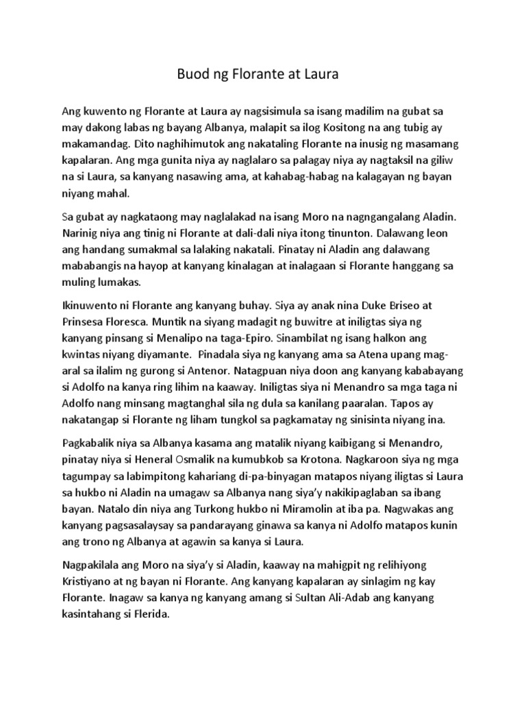 Buod NG Florante at Laura | PDF