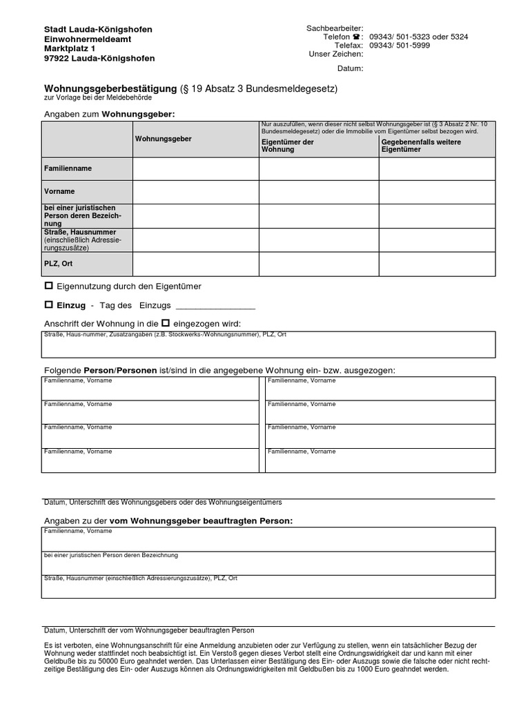 Wohnungsgeberbescheinigung | PDF