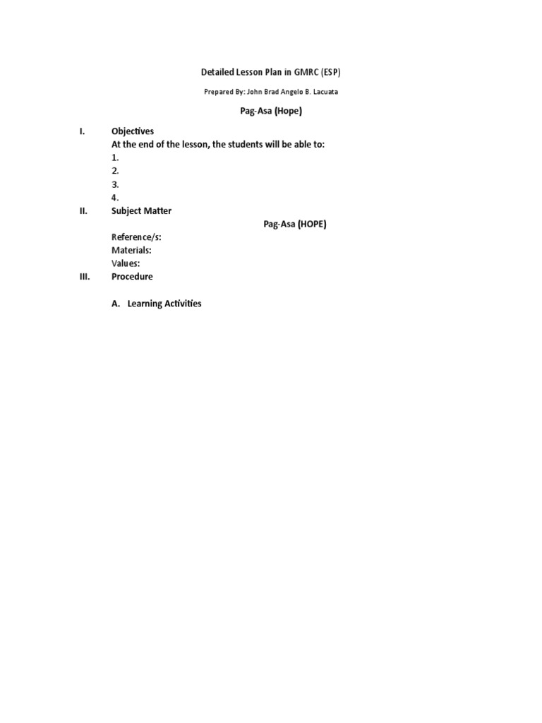 Detailed Lesson Plan in GMRC | PDF