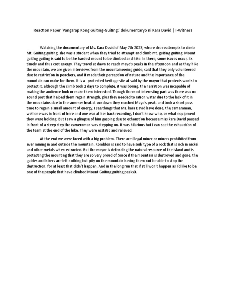 Reaction Paper | PDF