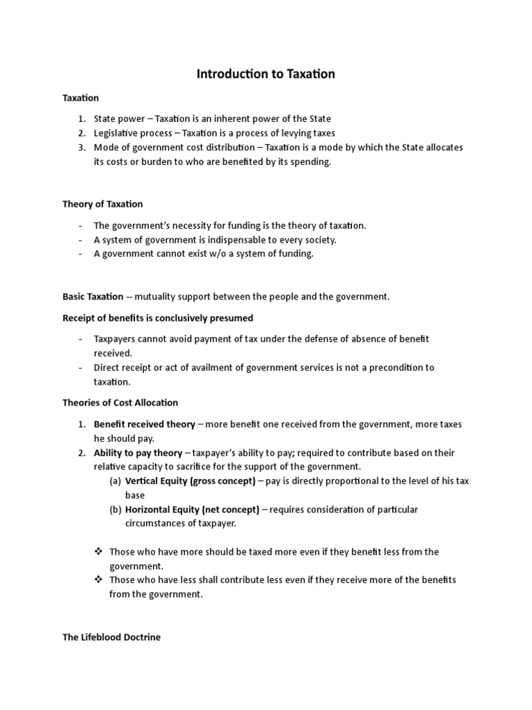 Introduction To Taxation | PDF | Taxes | Double Taxation