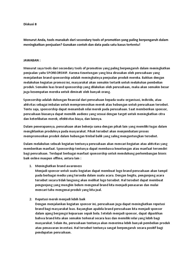 Diskusi 8 Komunikasi Pemasaran | PDF