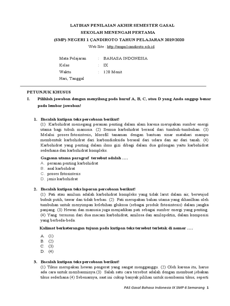 Soal Pas Ix 17181 | PDF