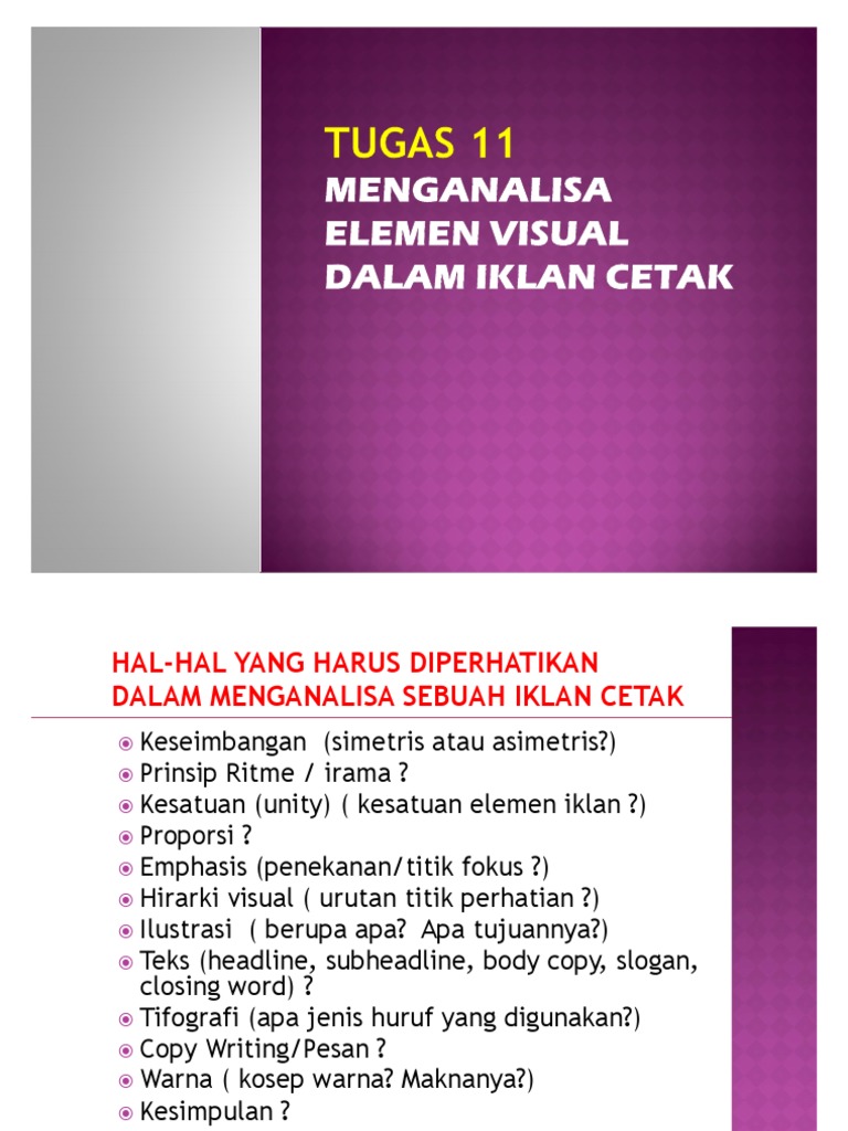 TUGAS 11. Menganalisa Elemen Visual Dalam Iklan Cetak | PDF